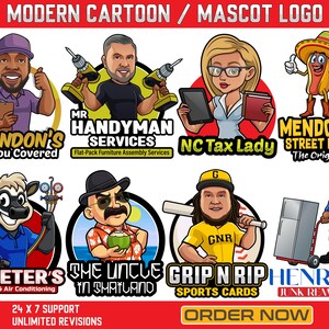 Custom Modern Mascot Logo Design, Caricature Logo, Cartoon Portrait ...