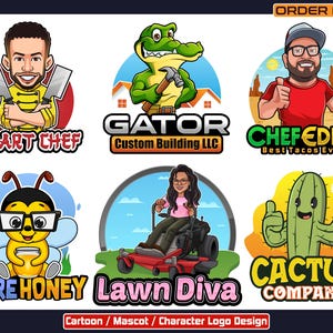 Custom Amazing Business Cartoon Logo, Mascot Logo, Caricature Logo ...