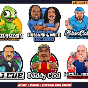 Custom Modern Mascot Logo Design, Caricature Logo, Cartoon Portrait ...