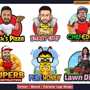 Custom Modern Mascot Logo Design, Caricature Logo, Cartoon Portrait ...