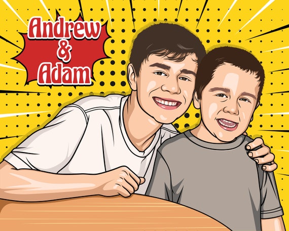 Custom Amazing Comic Style Kids Cartoon Portrait Personalized - Etsy