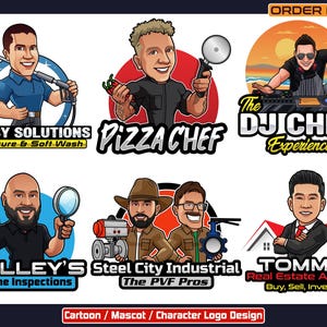 Custom Modern Mascot Logo Design, Caricature Logo, Cartoon Portrait ...