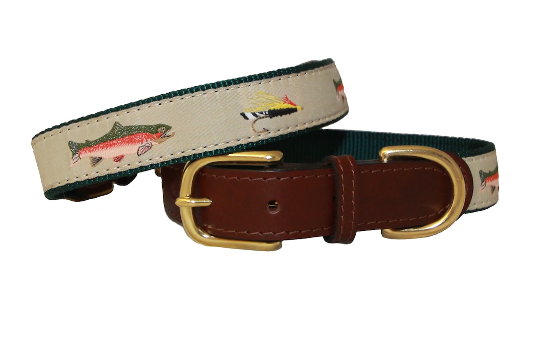 American Traditions Fly Fishing Dog Collar and Leash, Made in USA - Etsy
