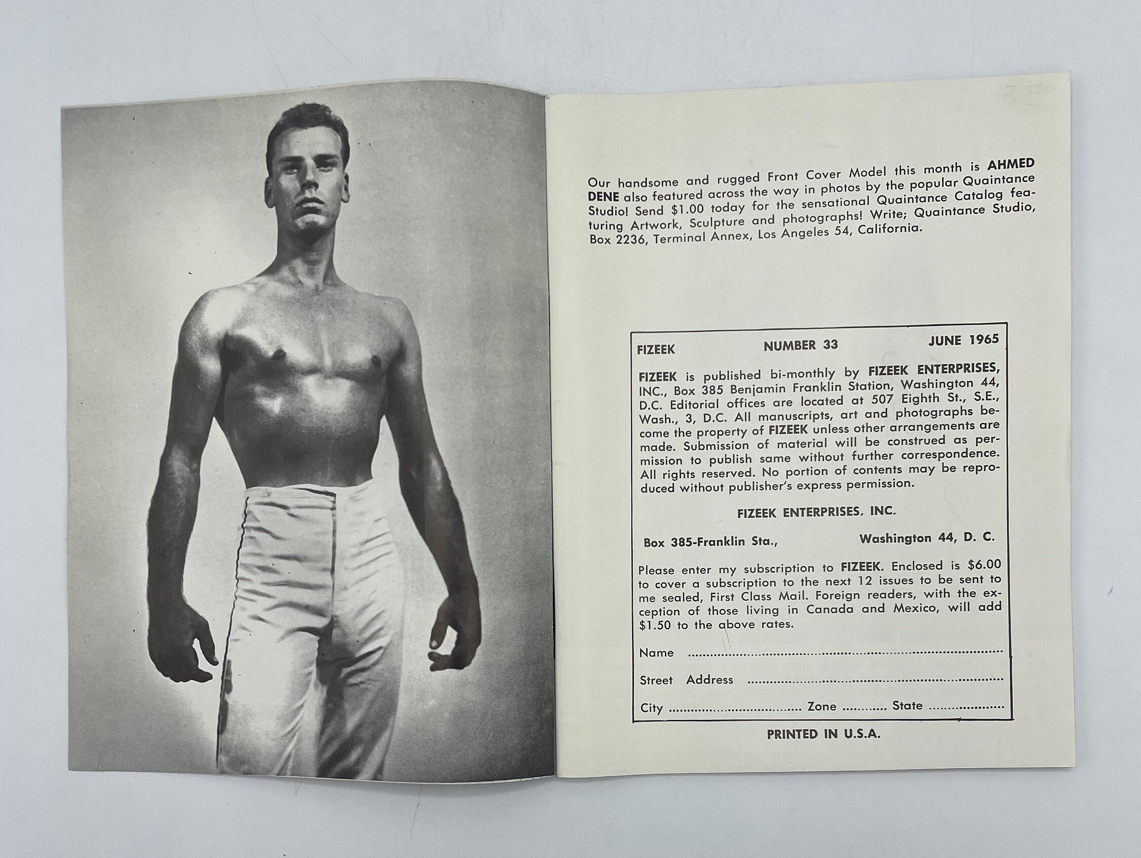 June 1965 Fizeek Beefcake Magazine Adult / Gay / Beefcake / Gay Art ...