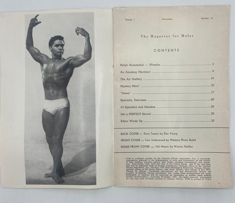 November 1960 GYM Beefcake Magazine Adult / Gay / Gay Art / Gay ...
