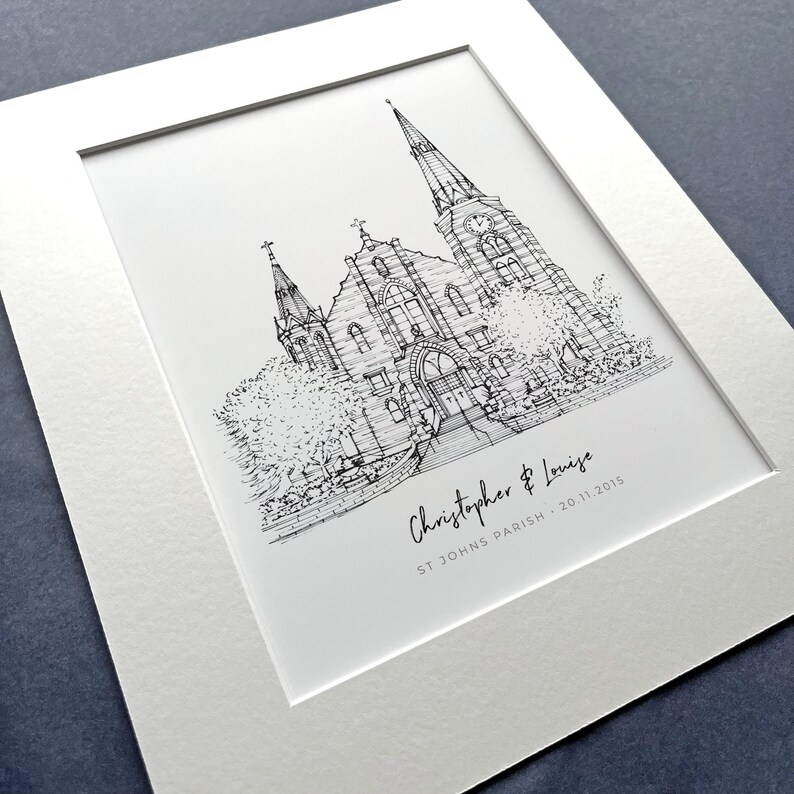 Custom Hand Drawn Wedding Venue Line Portrait Custom Drawing - Etsy