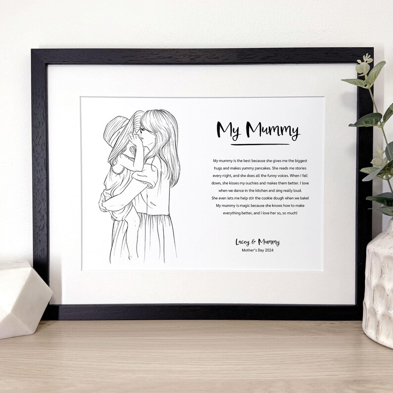Custom Hand-drawn Nanny Line Portrait Personalised Family Drawing From ...
