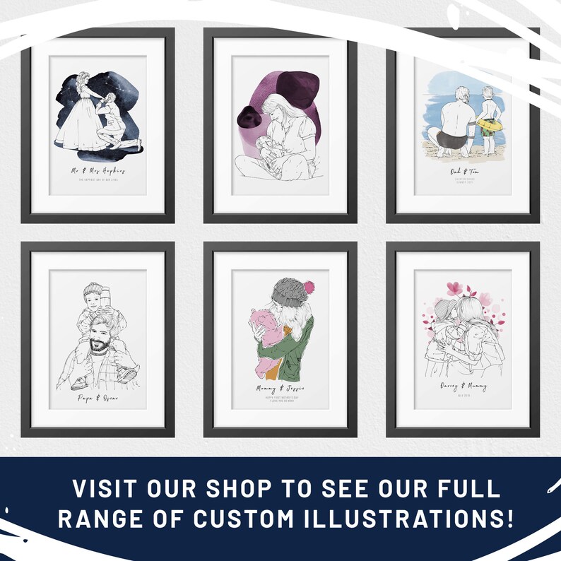 Custom Hand-drawn Family Portrait, Personalised Drawing From Photo ...