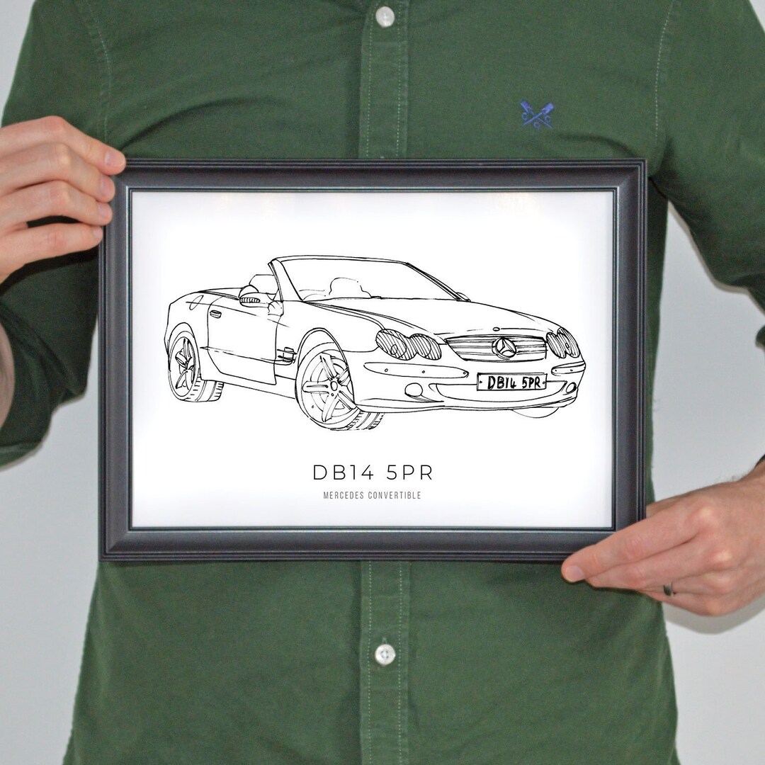 Custom Hand-drawn Car, Bike or Vehicle Line Portrait Personalised Car ...