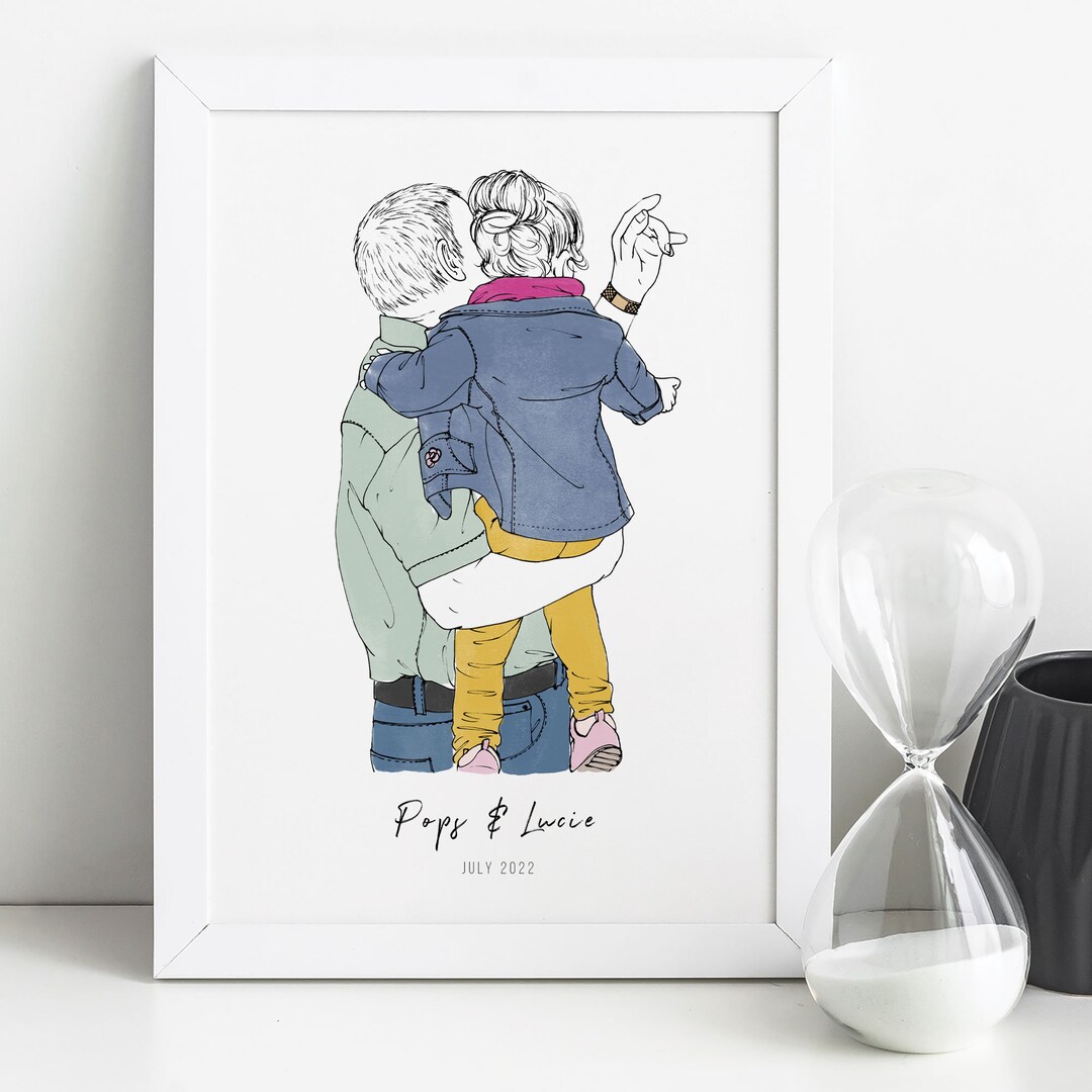 Watercolour Grandparents Line Portrait, Custom Drawing From Photo, Gift ...