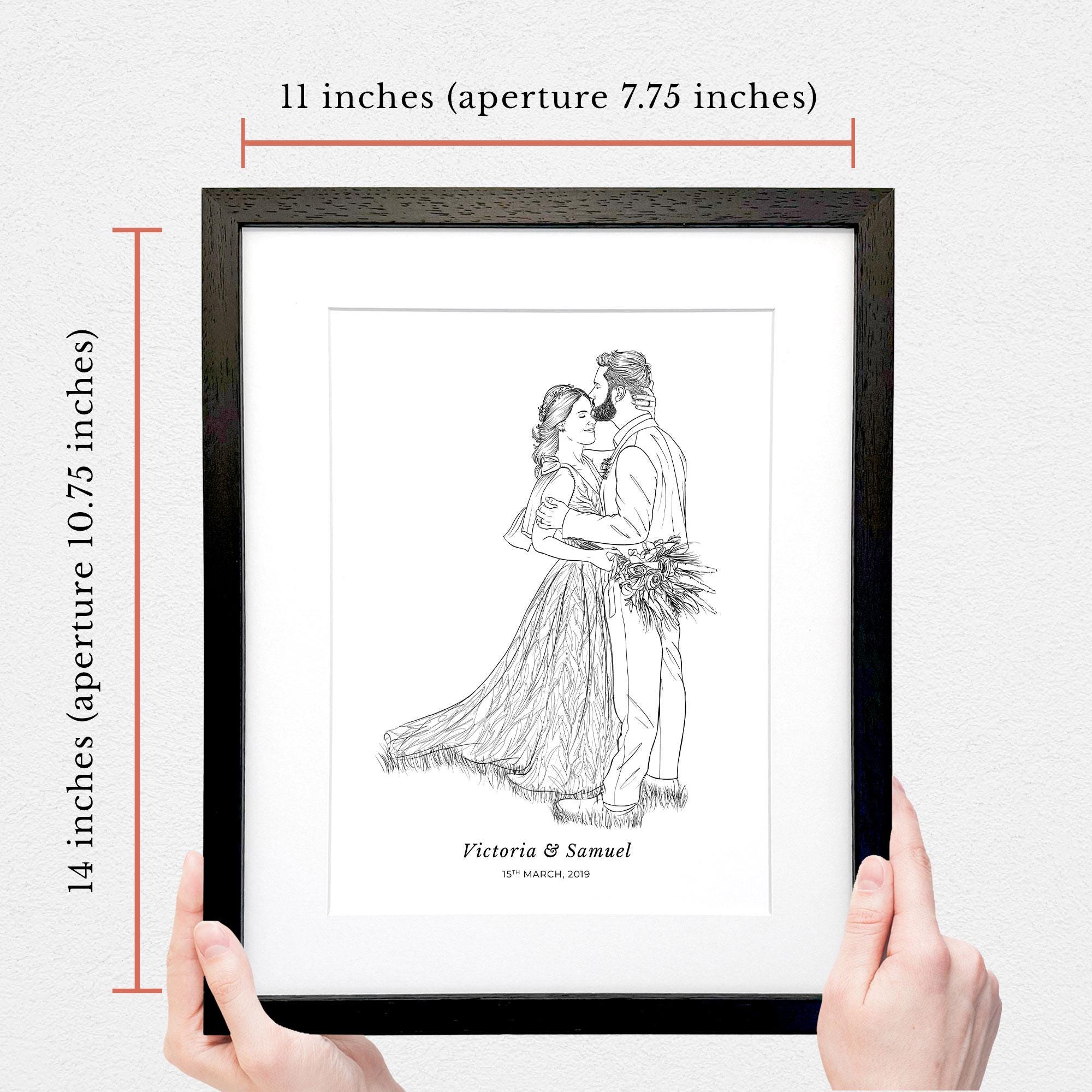 Custom Hand Drawn Bride and Groom Wedding Line Portrait Drawing From ...
