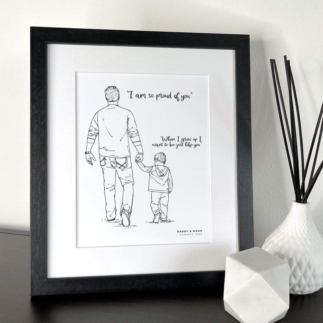 Custom Hand Drawn Daddy Line Drawing With Personalised Quote - Etsy