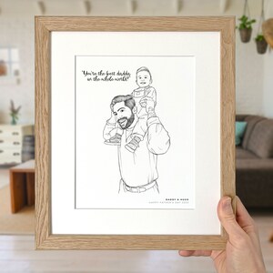 Custom Hand-drawn Daddy Line Drawing With Personalised Quote | Portrait ...