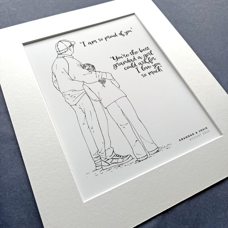 Custom Hand Drawn Daddy Line Drawing With Personalised Quote - Etsy