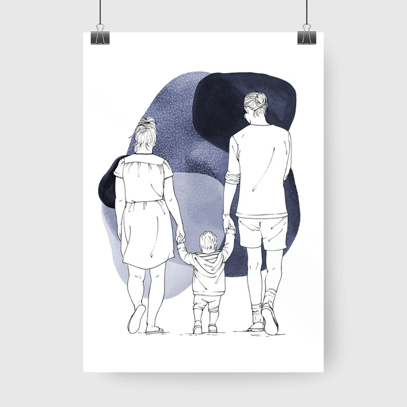 Custom Hand-drawn Family Portrait Personalised Drawing From - Etsy