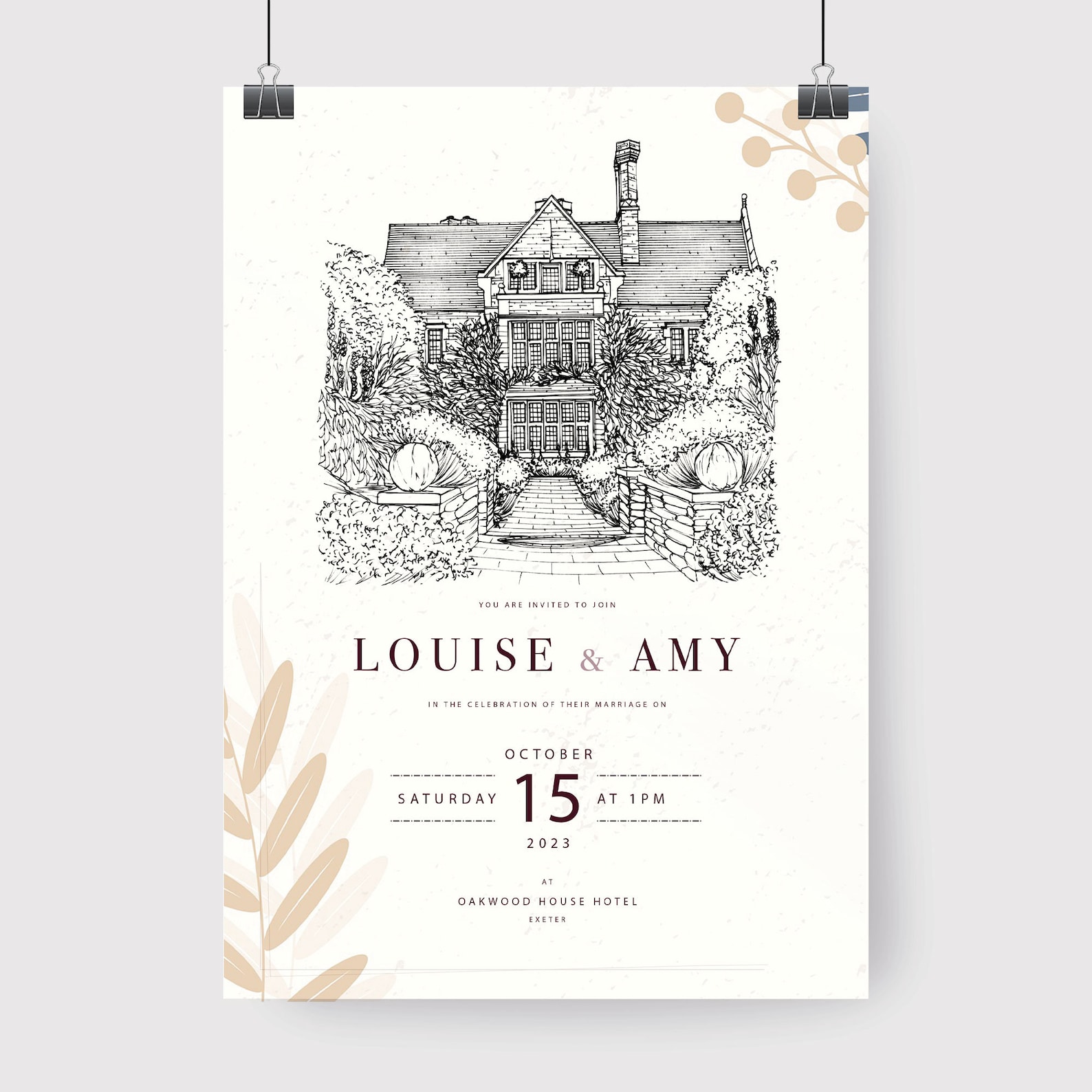 Custom Hand Drawn Wedding Venue Drawing for Invitations - Etsy UK