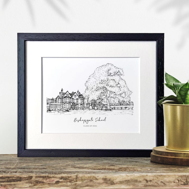 Custom Hand-drawn School or University Sketch, Custom Drawing From ...