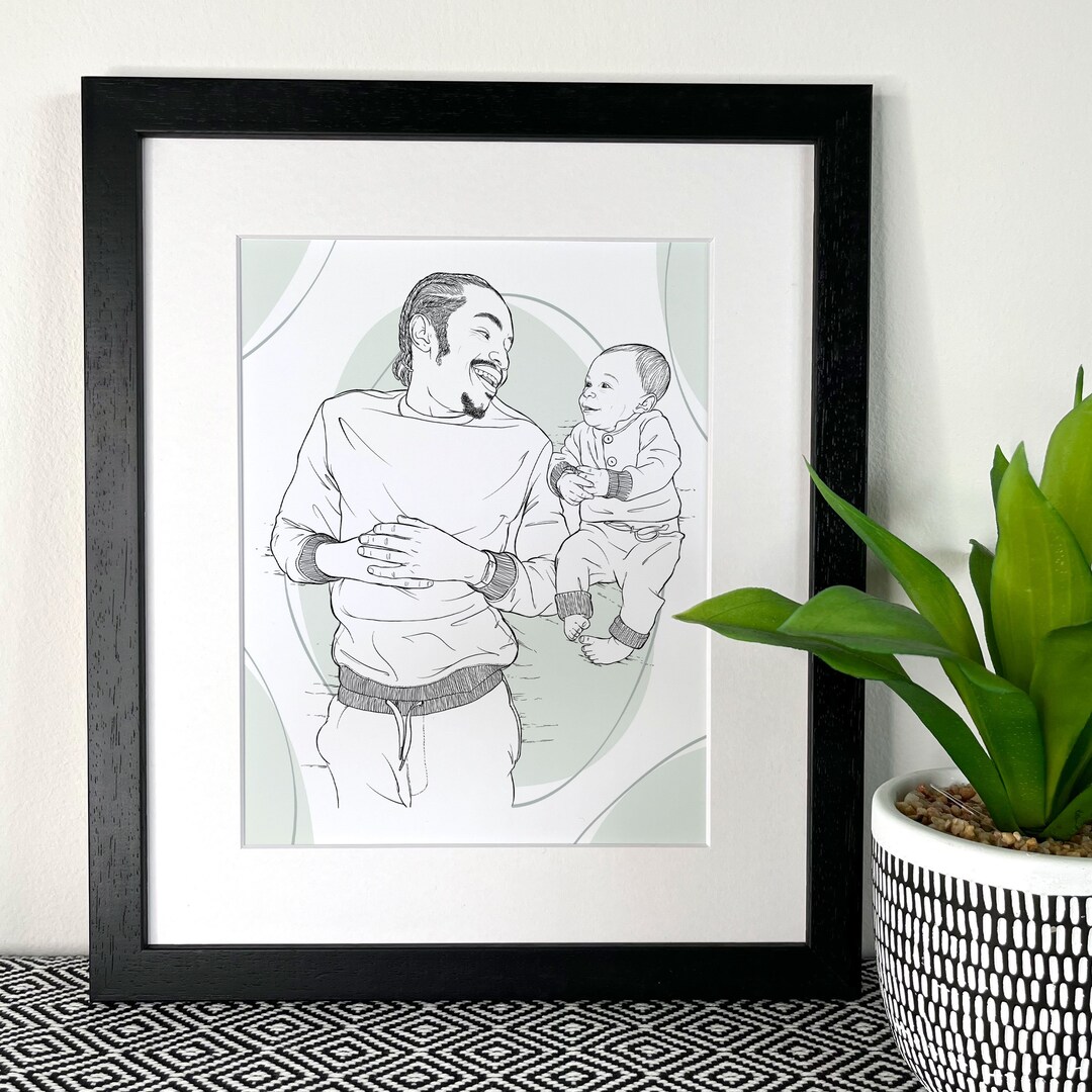 Personalised Father's Day Gift, Portrait Drawing From Photo, Family ...