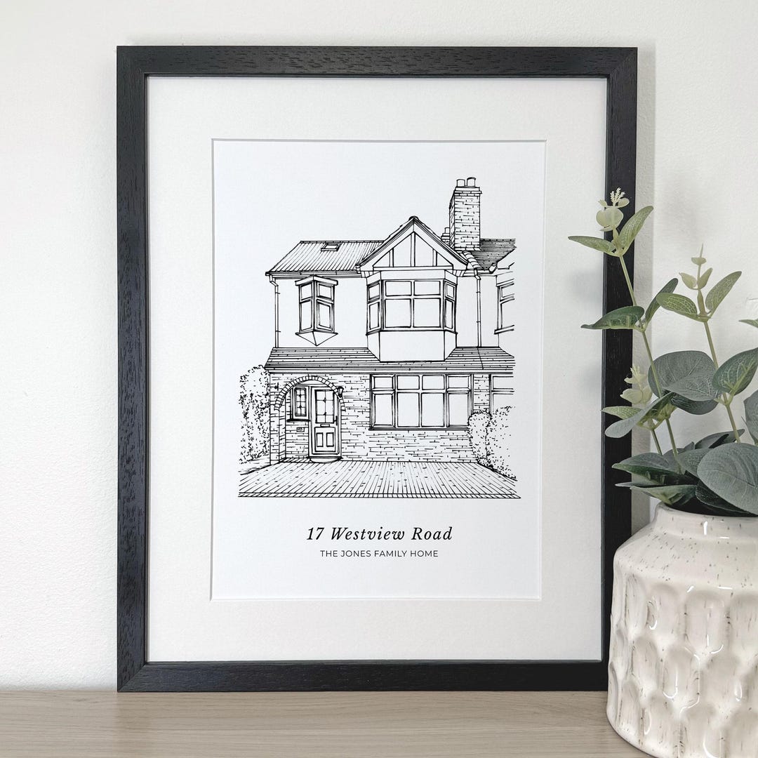 Hand-drawn House Sketch, Housewarming Gift, New Home Gift, Custom House ...