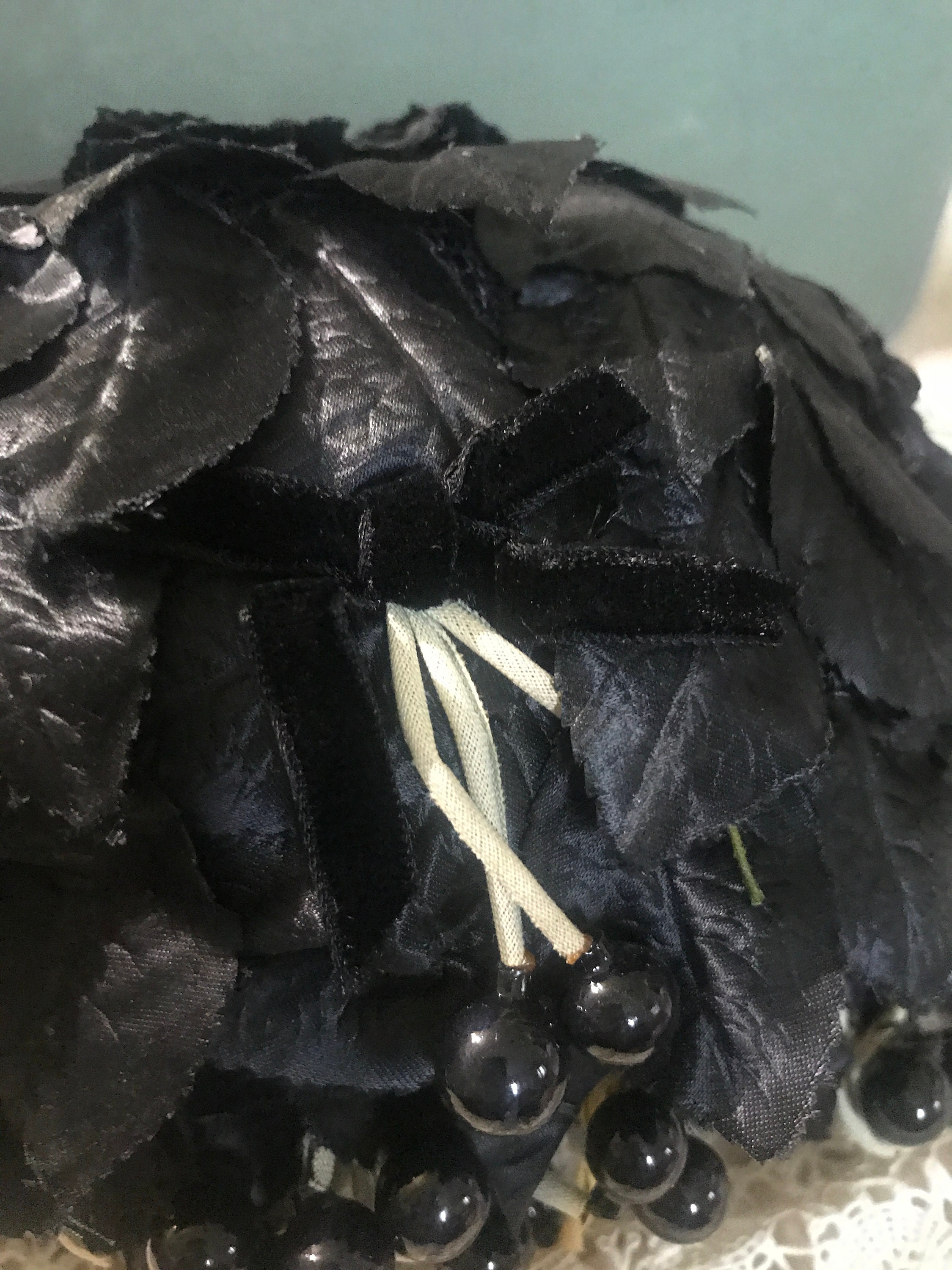Rare Vintage Black Leaves Cap With Light Green Embellishments - Etsy