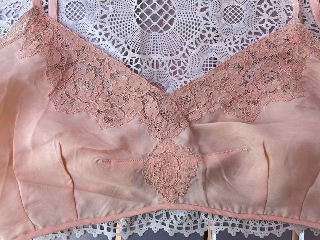 Vintage Bra 1930s/1940s Bra Lace Front Satin Type - Etsy Australia