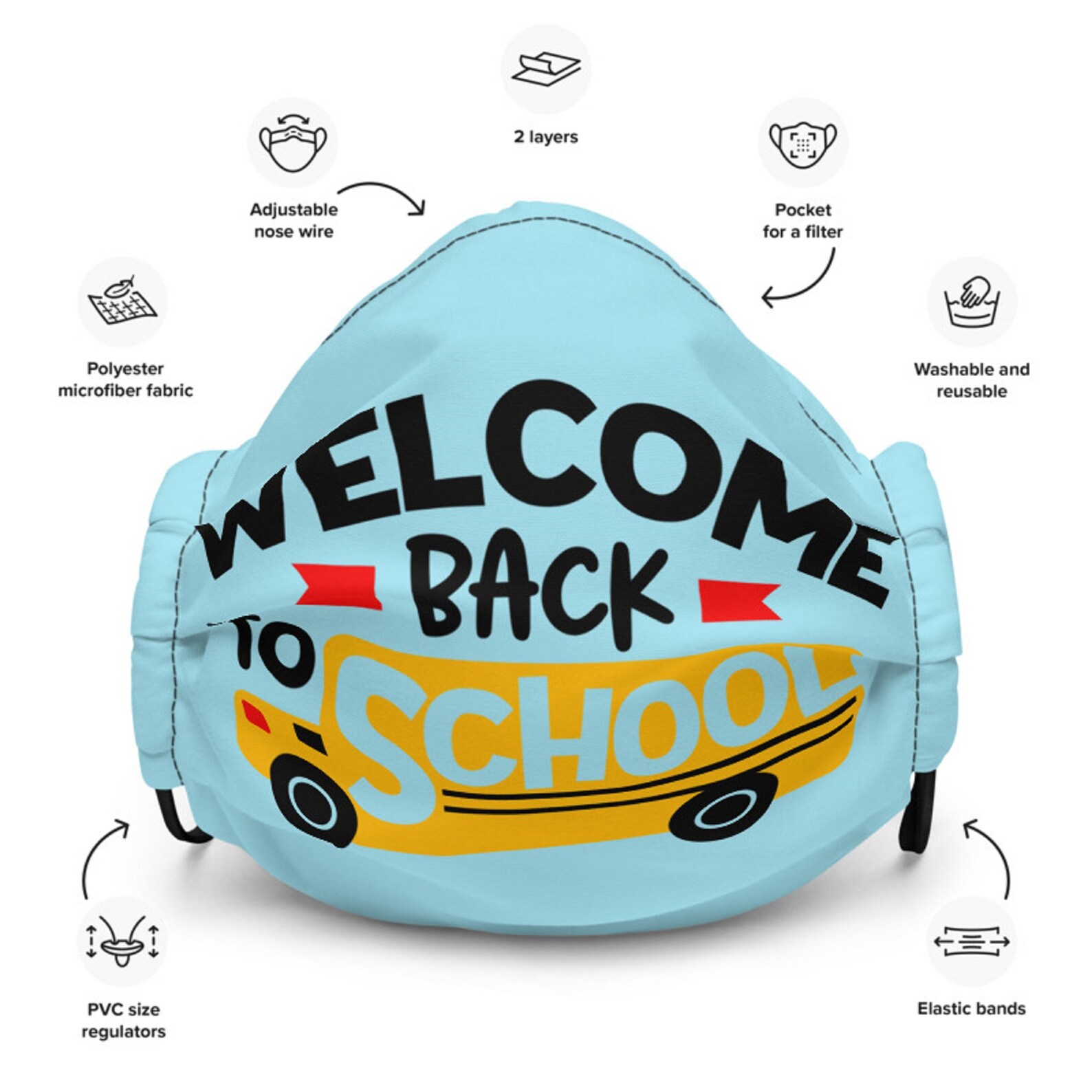 Welcome Back To School Mask Cute Bus Driver Face Mask | Etsy