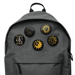 Total Solar Eclipse Buttons, Set of 5 Great American Eclipse 2024 Pins ...