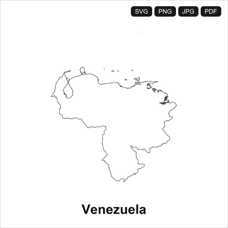 Venezuela Country Outline SVG PNG PDF | Cricut Silhouette Cut File ...