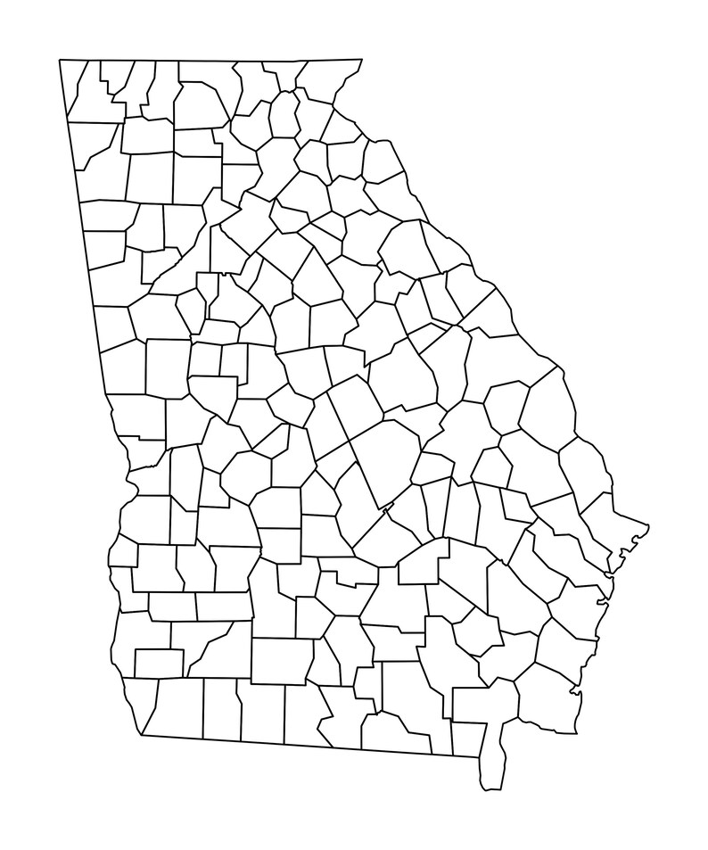 Georgia Counties Map SVG PNG PDF | Cricut Silhouette Cut File | County ...