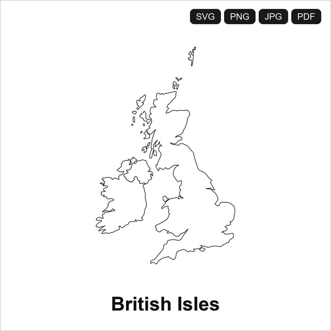 British Isles Map Outline SVG PNG PDF | Cricut Silhouette Cut File ...