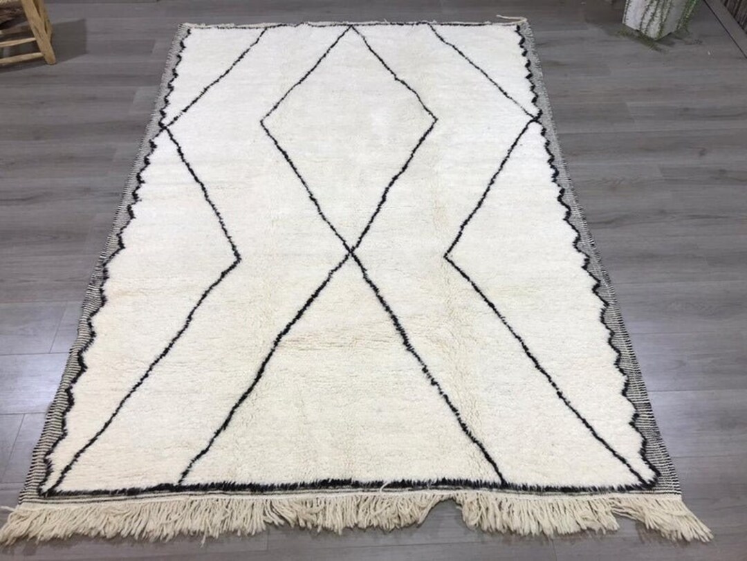 Authentic Moroccan Rug Large Beni Ourain Rug Natural Wool Living Room ...