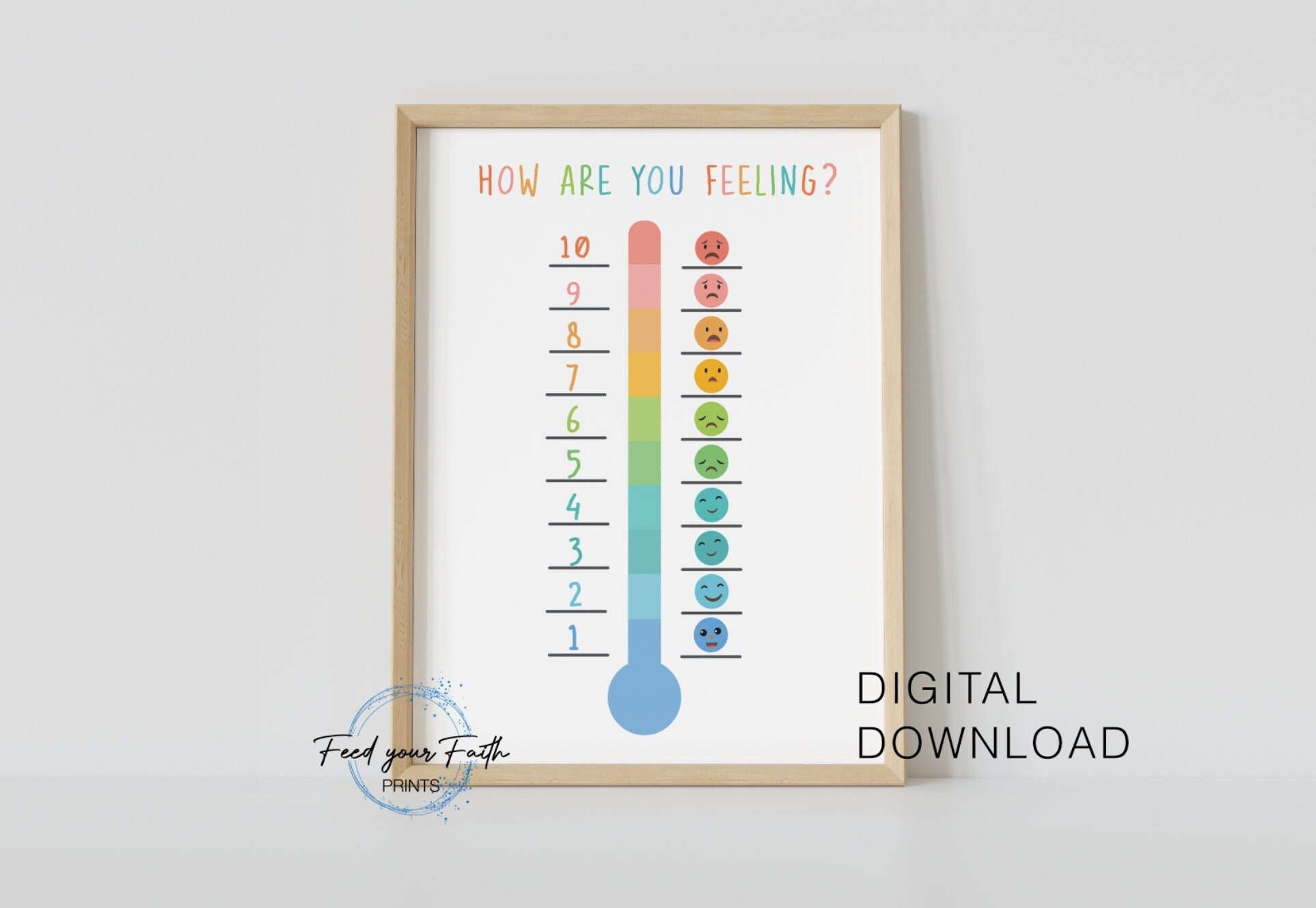 Feelings Chart Rainbow White Background, Montessori Homeschool Decor ...