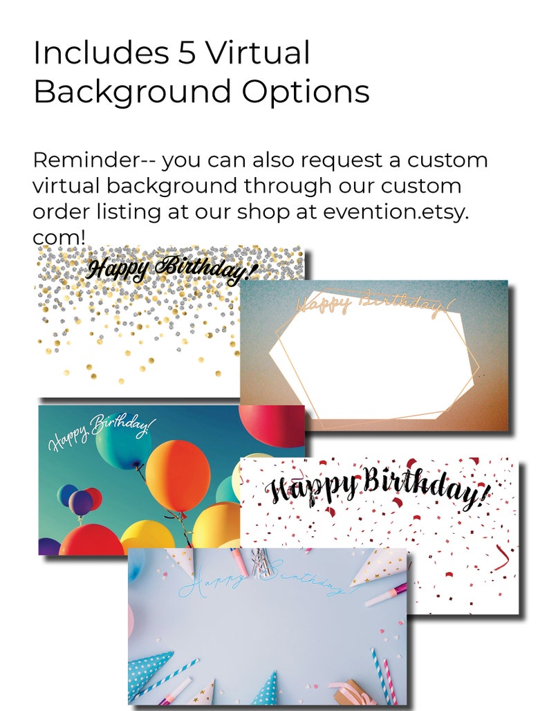 Virtual Backgrounds | Virtual Birthday Party | Digital Birthday - Etsy