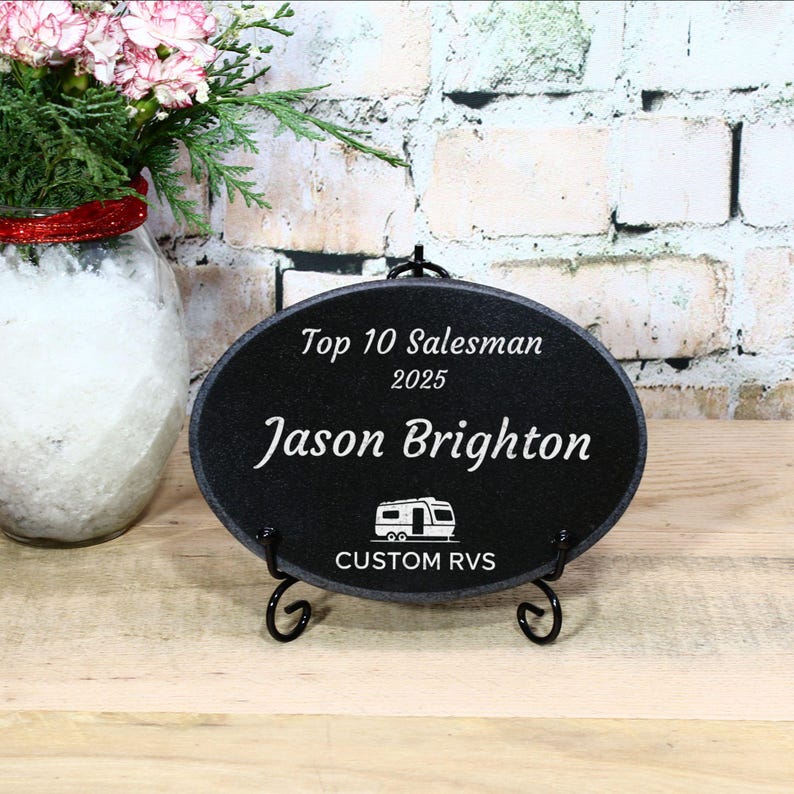Custom Etched Black Granite Award Plaque With Stand - Etsy