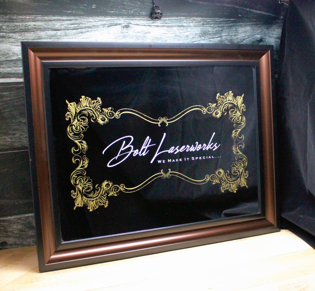 Custom Color Filled Etched Mirror - Perfect for Corporate Logo, Family ...