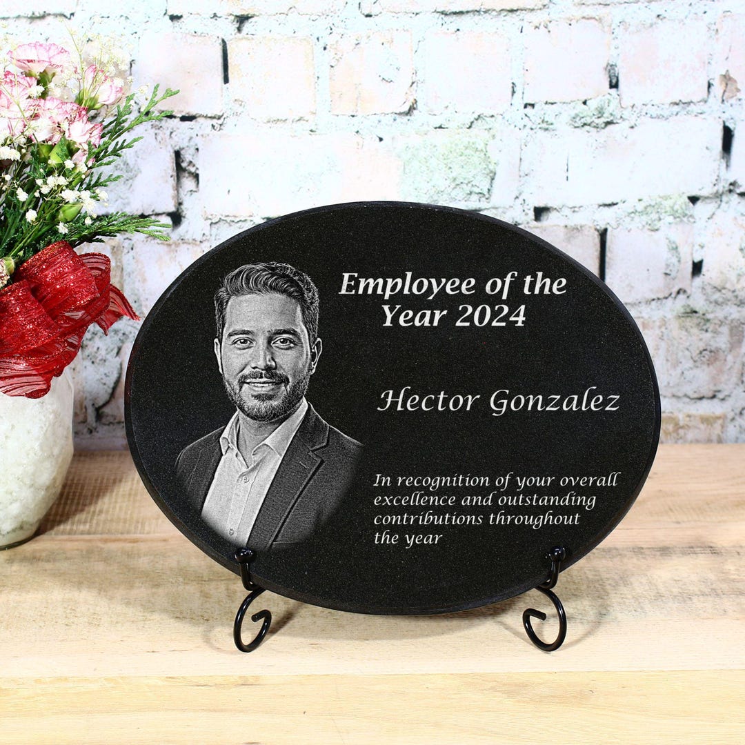 Custom Etched Black Granite Award Plaque With Stand - Etsy