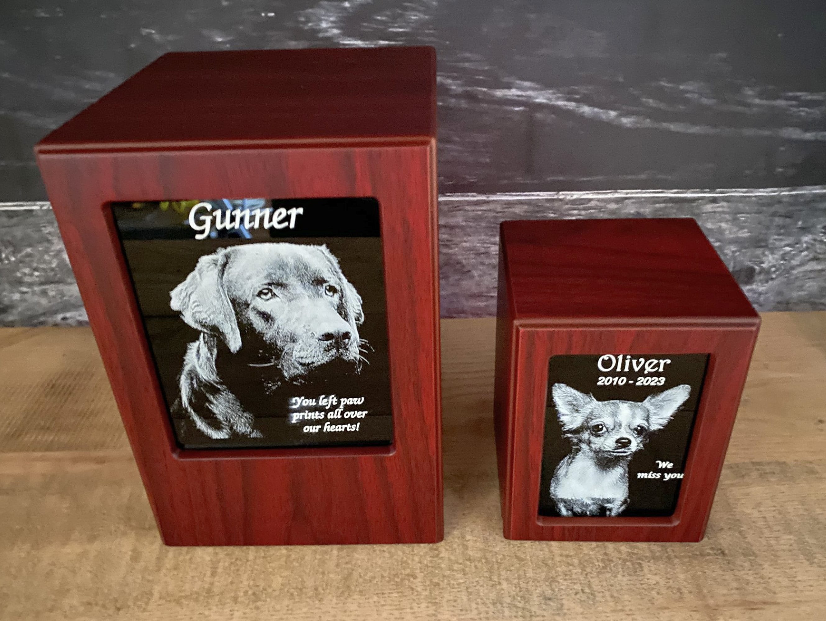 Personalized Photo Etched Pet Urn, Pet Memorial Urn, Pet Cremains ...