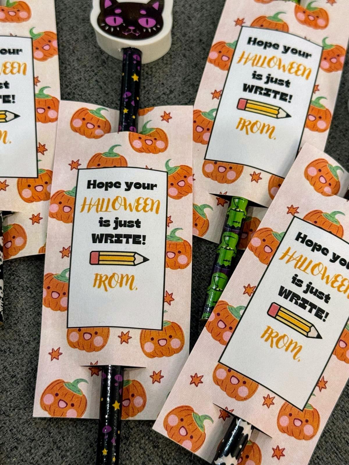 Halloween Pencil Party Favor Tags: Printable Class Gifts (digital ...