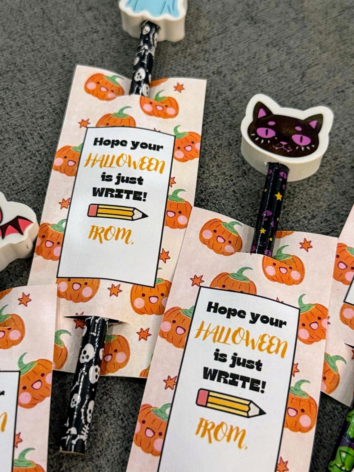 Halloween Pencil Party Favor Tags: Printable Class Gifts (digital ...