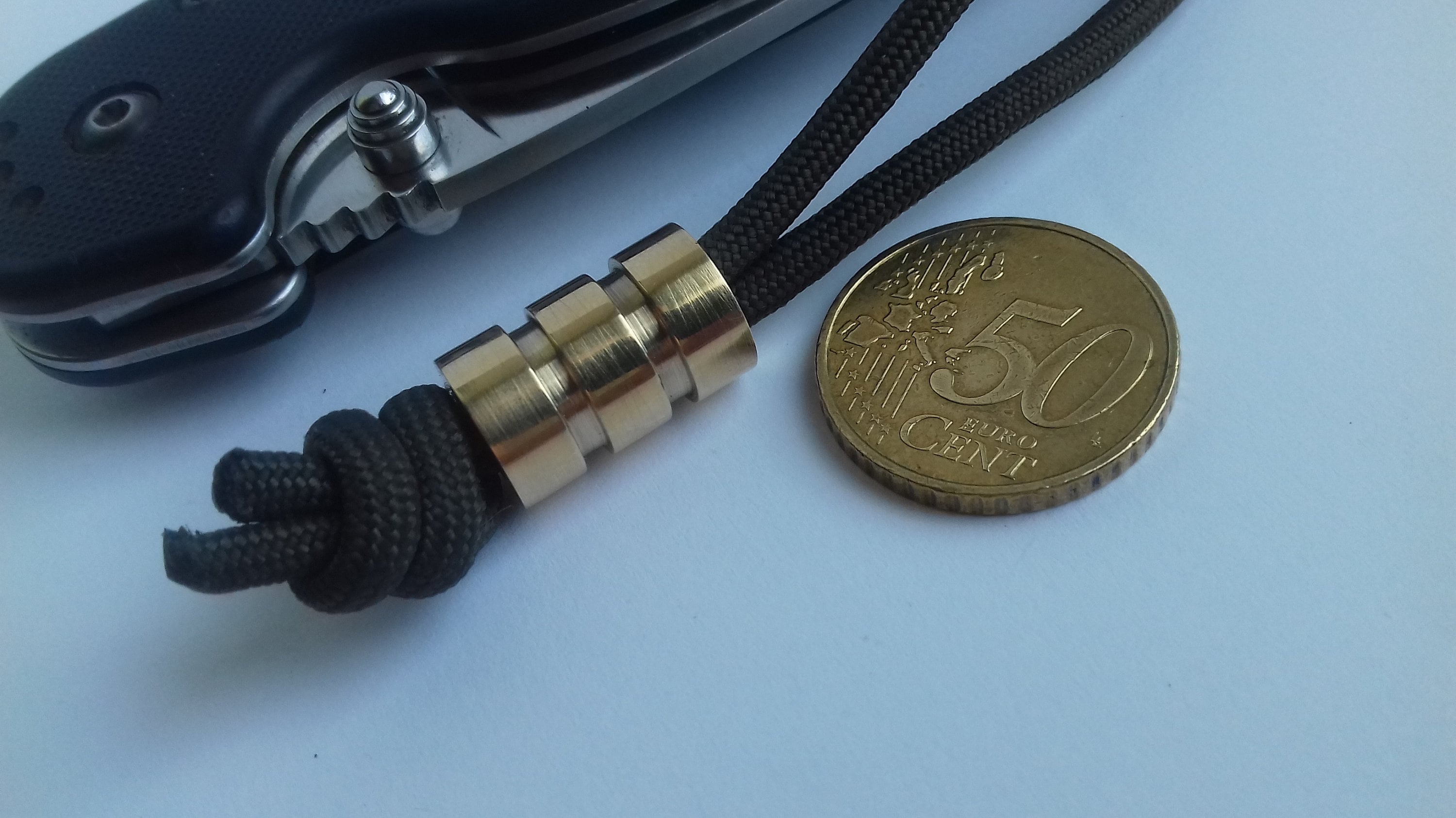 Knife Lanyard Large brass bead with paracord EDC | Etsy