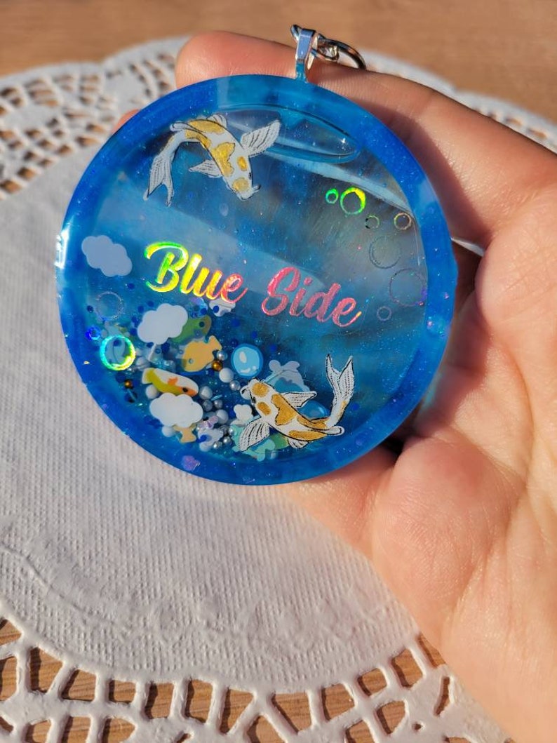 Blue Side Large Round Keychains - Etsy
