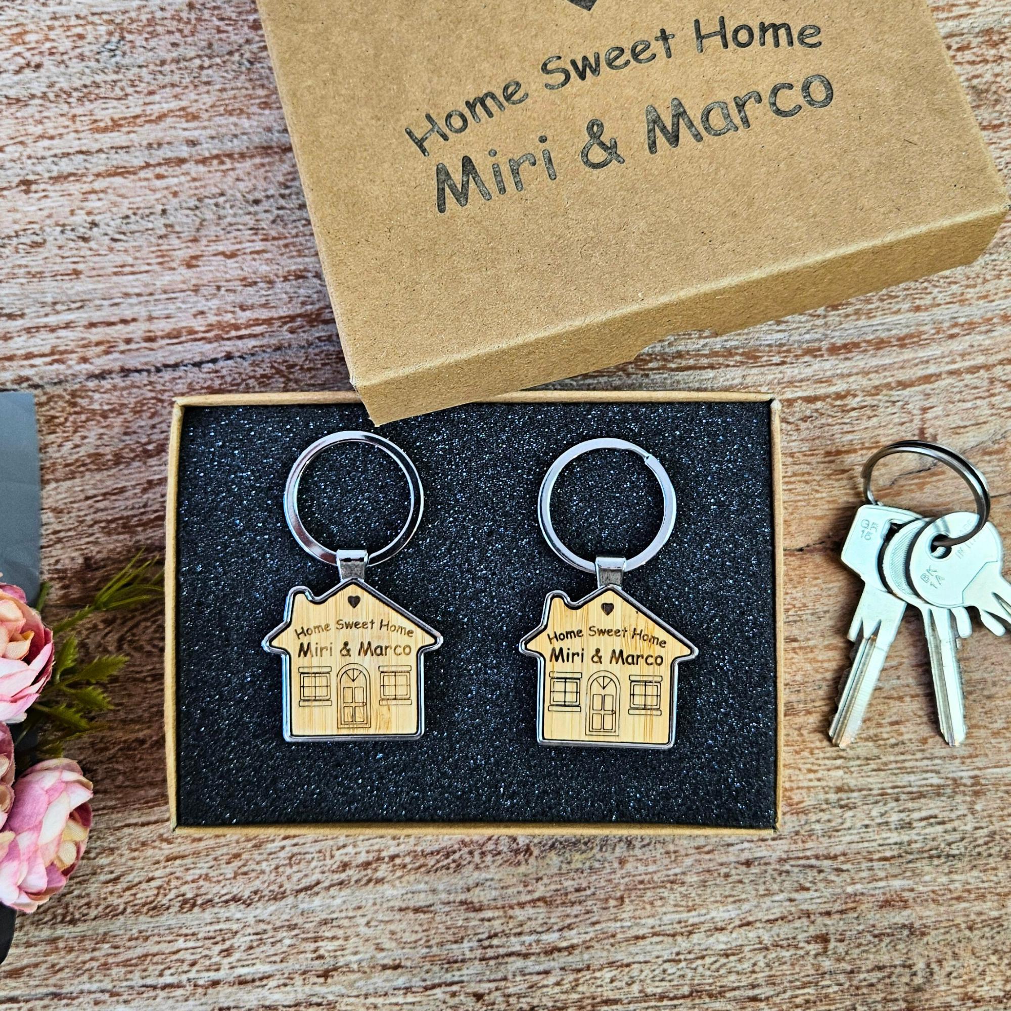Personalized Wooden House Keychain – Housewarming Gift – Personalized ...