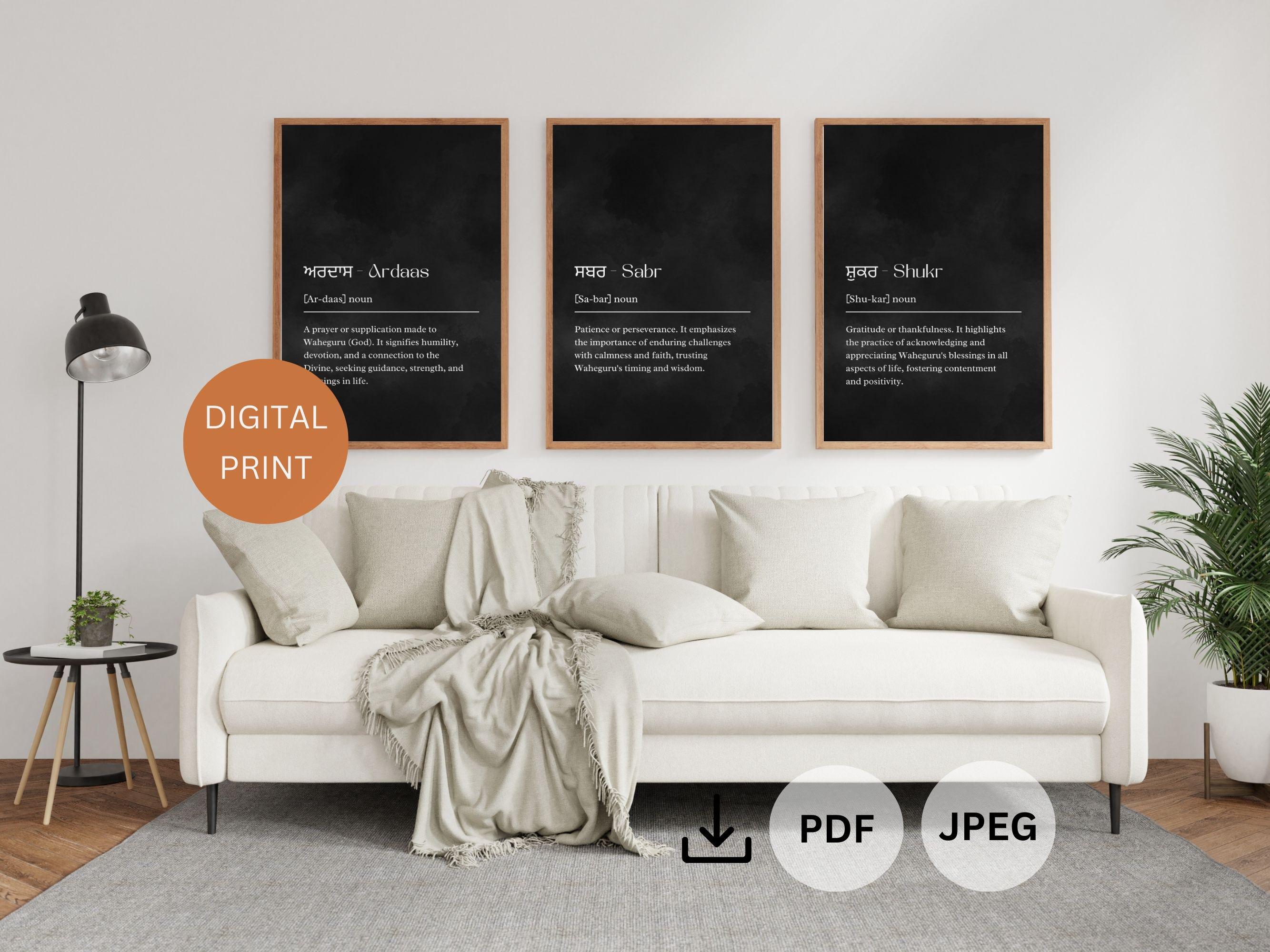 Ardaas, Sabr, Shukr | Sikh Definition Wall Art | 3 Piece Digital Set ...