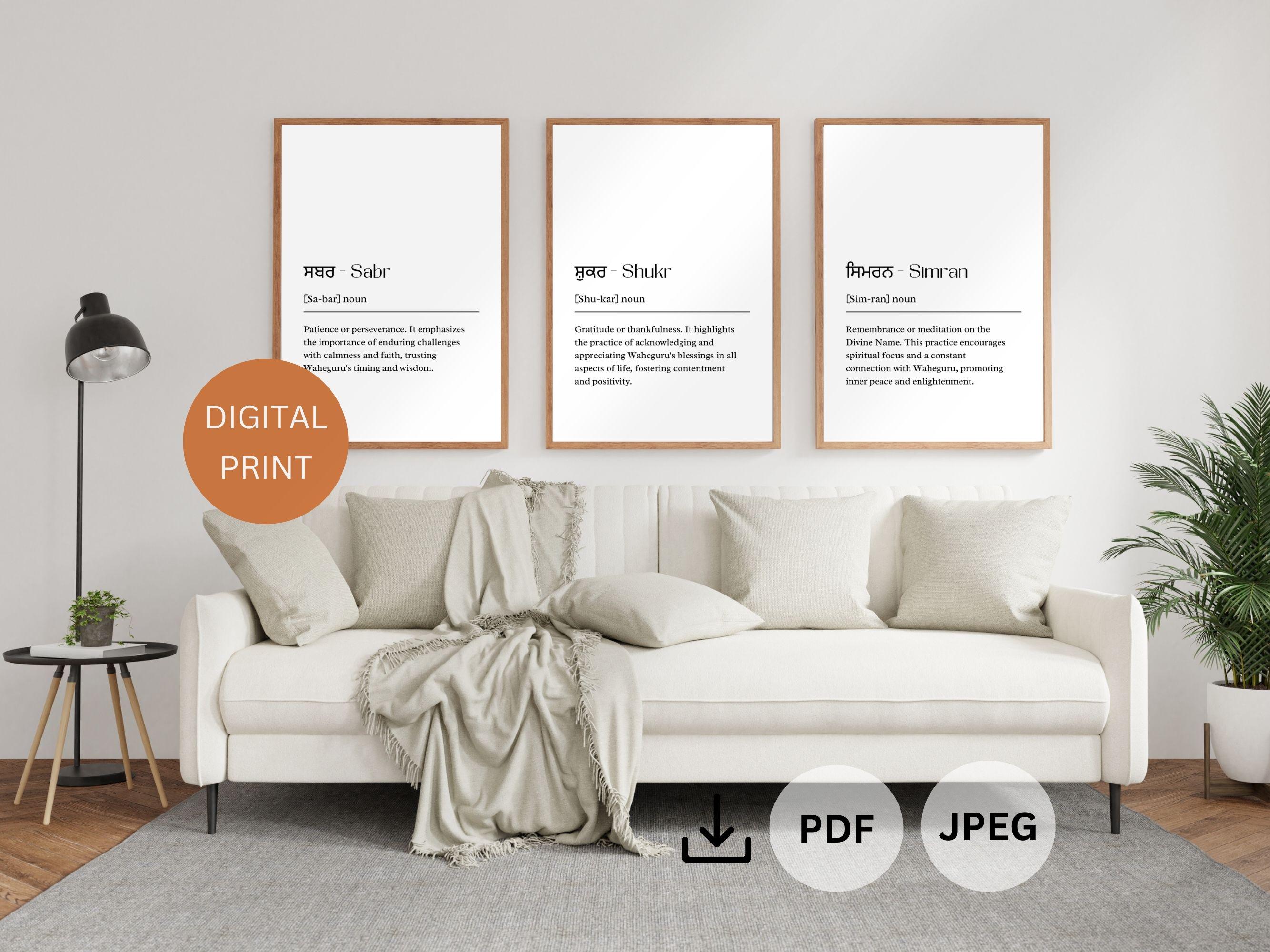 Sabr, Shukr, Simran | Sikh Definition Wall Art | 3 Piece Digital Set ...