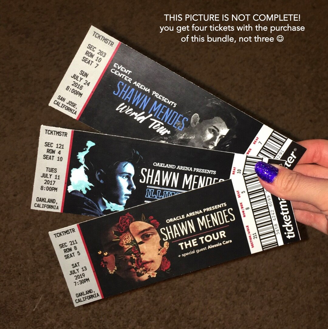Shawn Mendes Tour Bundle of 4 Souvenir Concert Tickets - Etsy