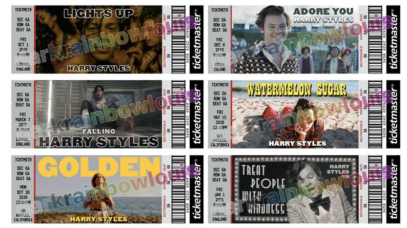 Custom Souvenir Tickets for Any Song or Album | Etsy