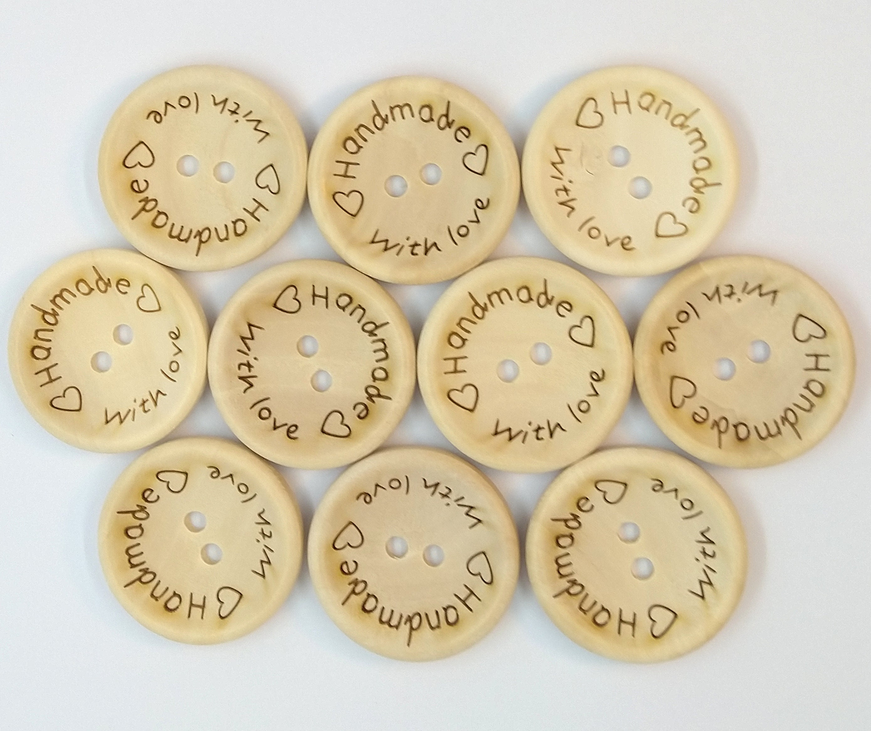 Wooden Buttons With handmade With Love Inscription | Etsy UK
