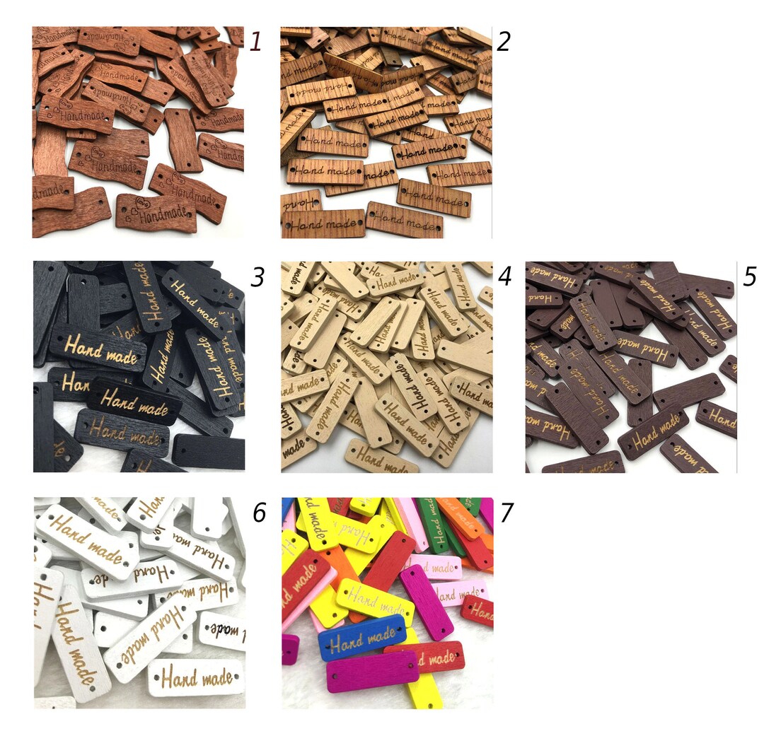 10 Wooden Handmade Labels Tags for Knitting Sewing Crocheting and Other ...