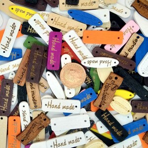 10 Wooden Handmade Labels Tags for Knitting Sewing Crocheting and Other ...