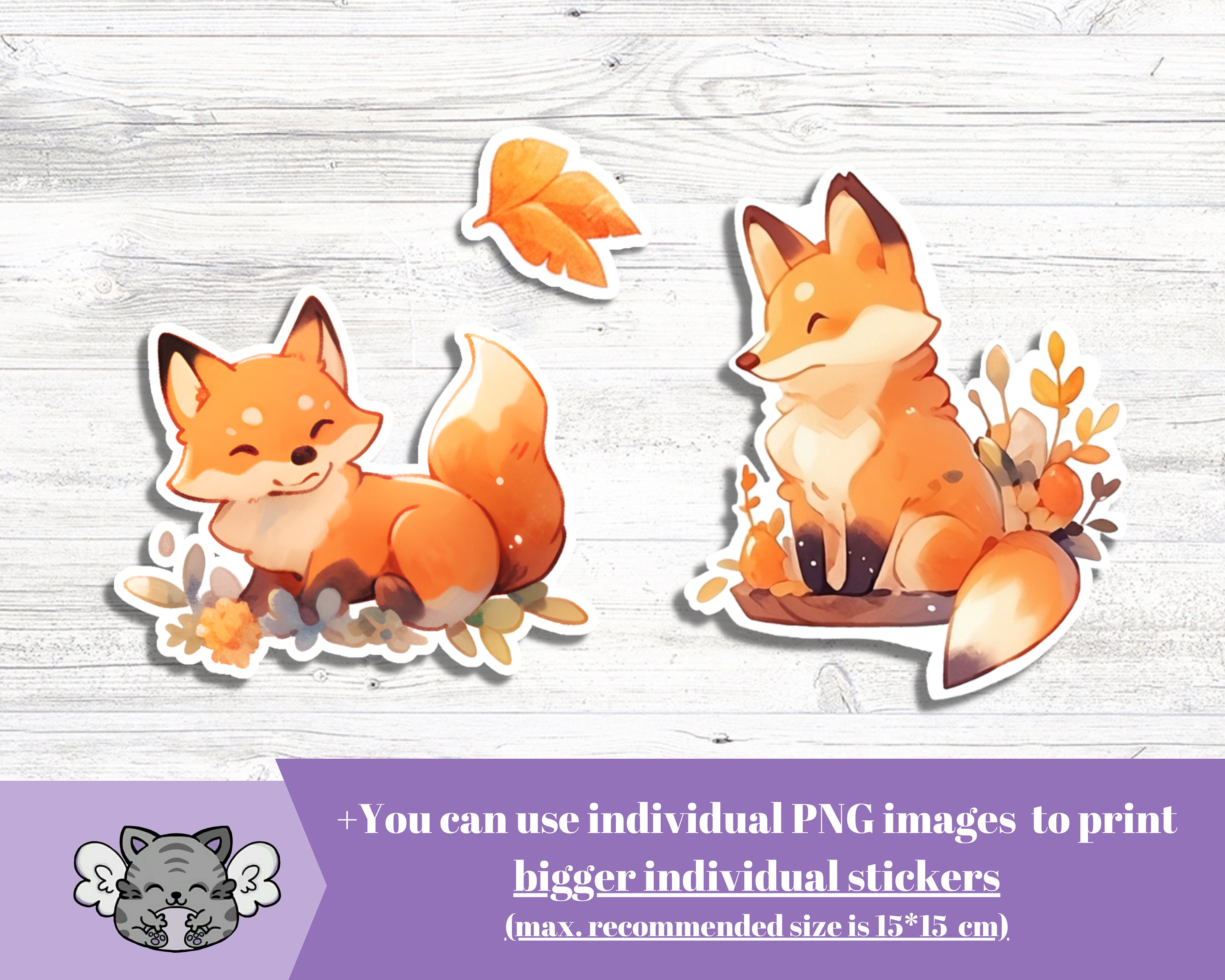 Autumn Foxes and Plants Printable Sticker Sheet Fall Digital - Etsy